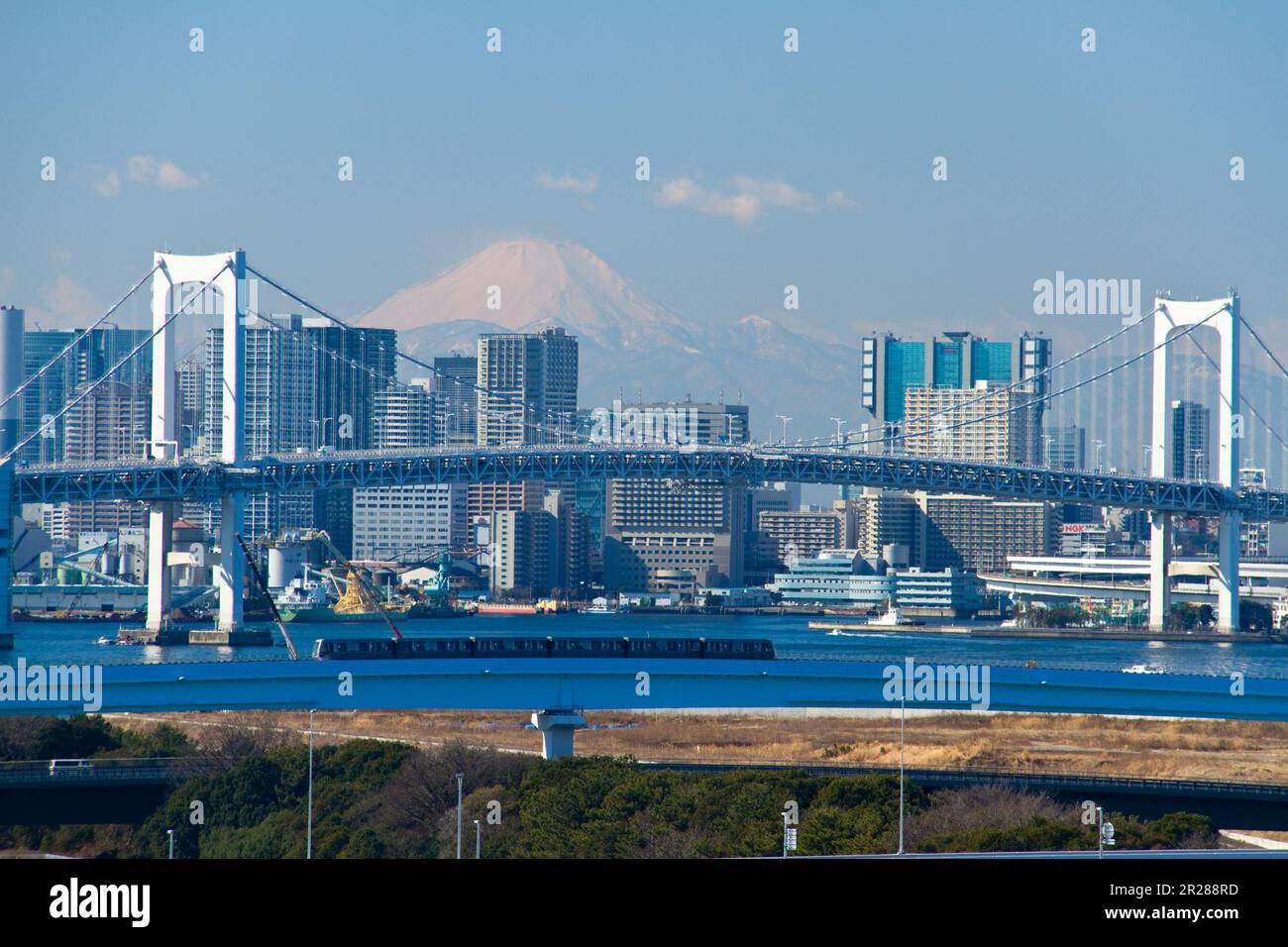 Rainbow Bridge and Mount Fuji Stock Photo - Alamy