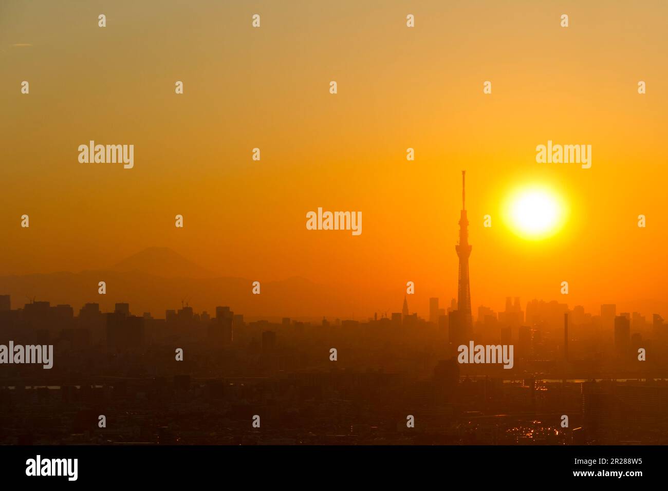 Tokyo sky tree and sunset Stock Photo - Alamy