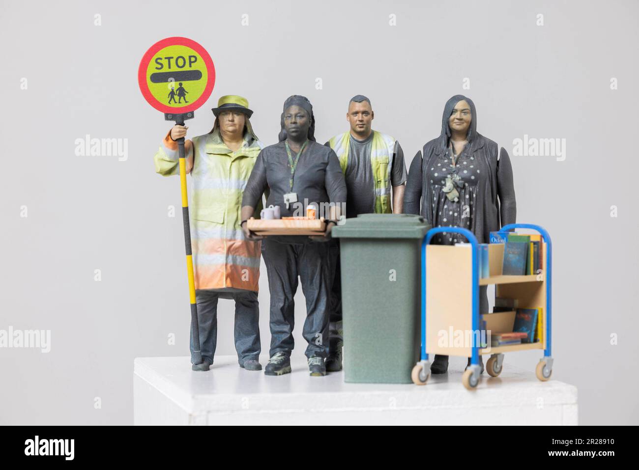 EDITORIAL USE ONLY A view of 'everyday action hero' figures, created by ...