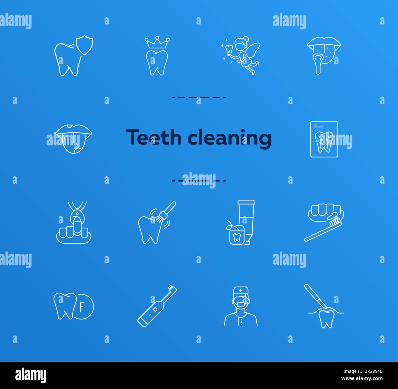 Teeth cleaning line icon set Stock Vector Image & Art - Alamy