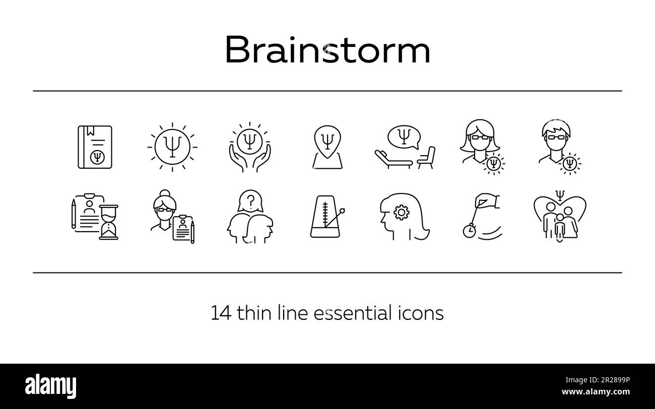 Brain work line icon set Stock Vector Image & Art - Alamy