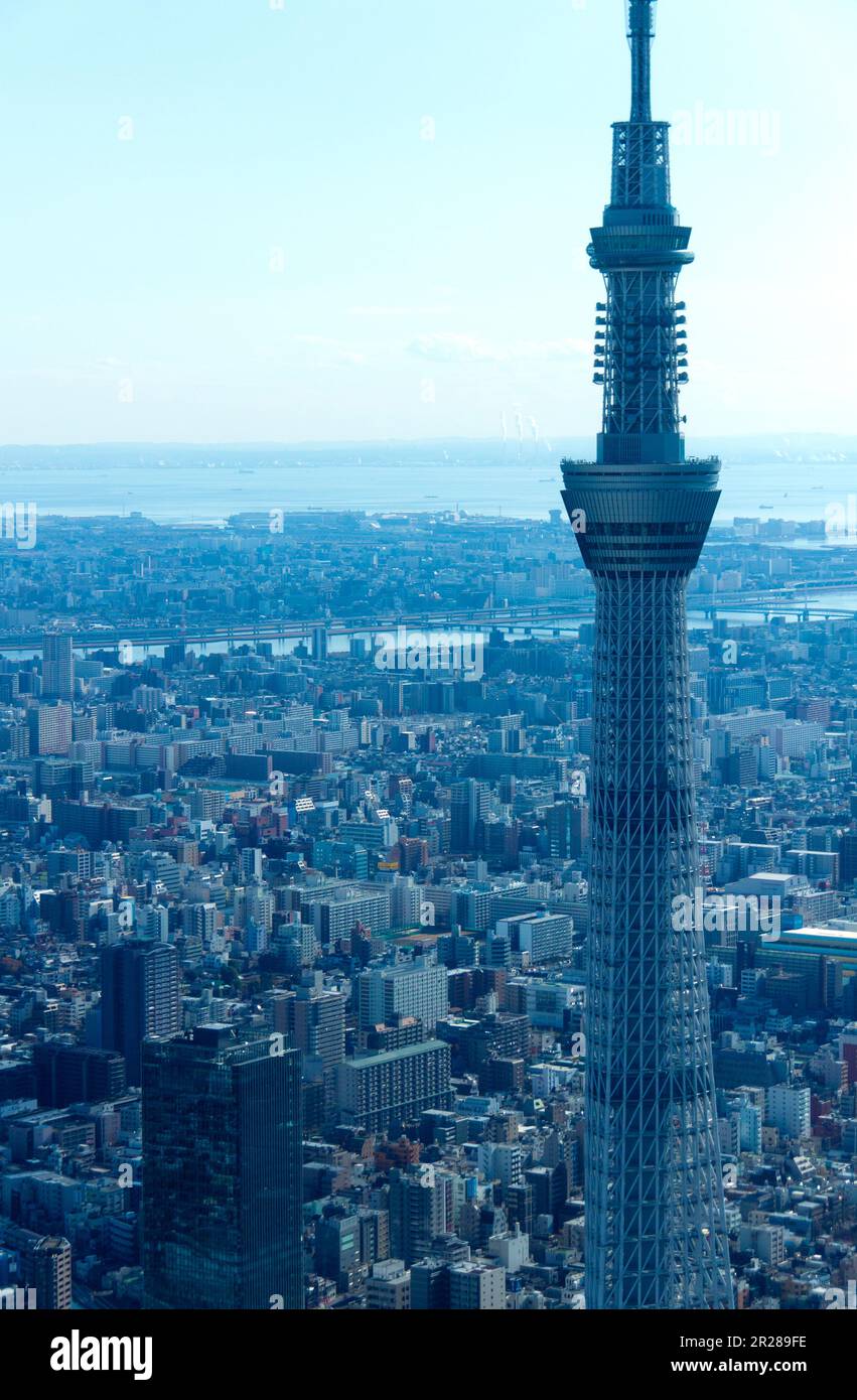 Aerial view of Tokyo Sky Tree close-up Stock Photo - Alamy