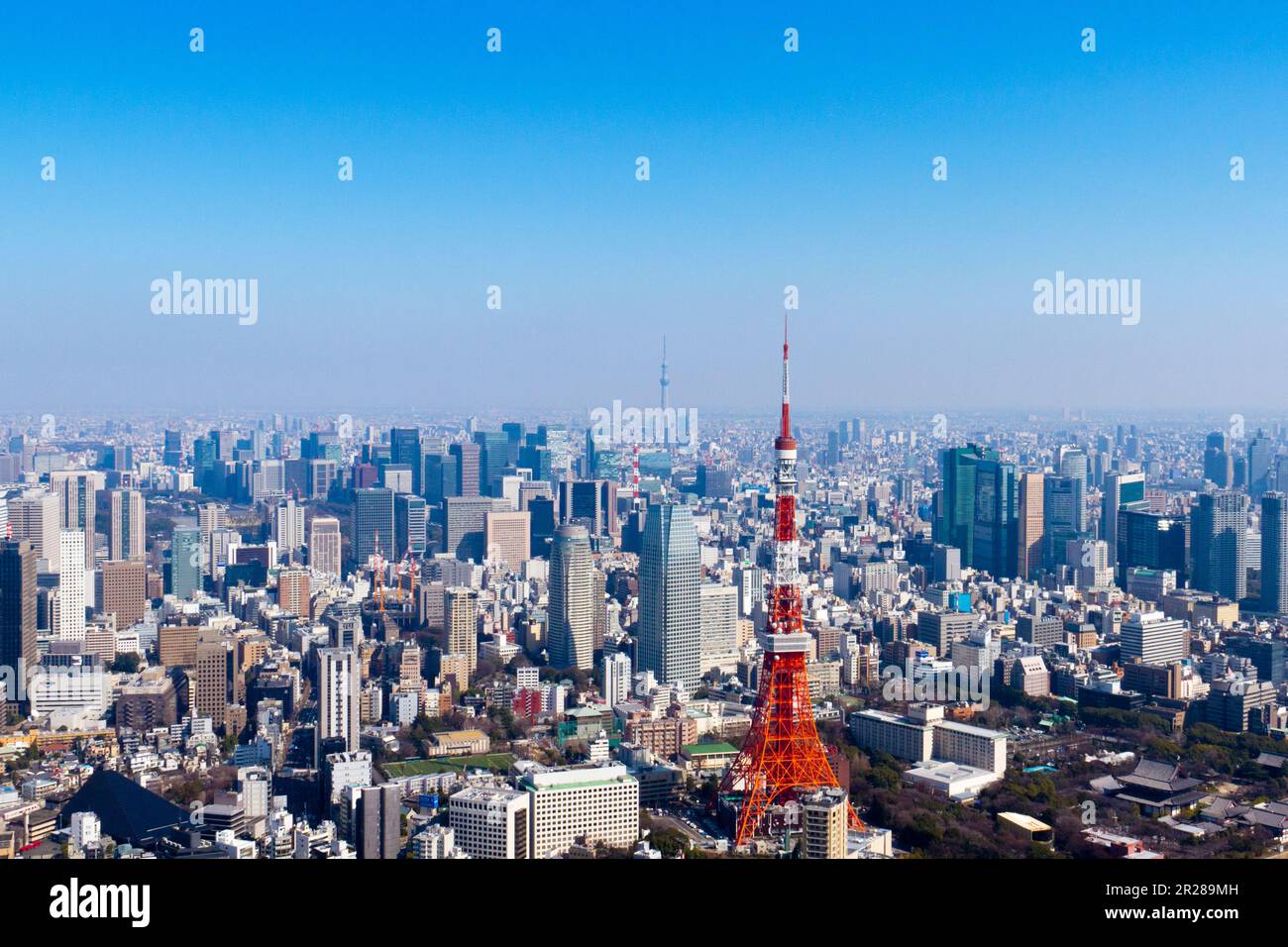 Aerial view of Tokyo Tower and Tokyo sky tree Stock Photo - Alamy