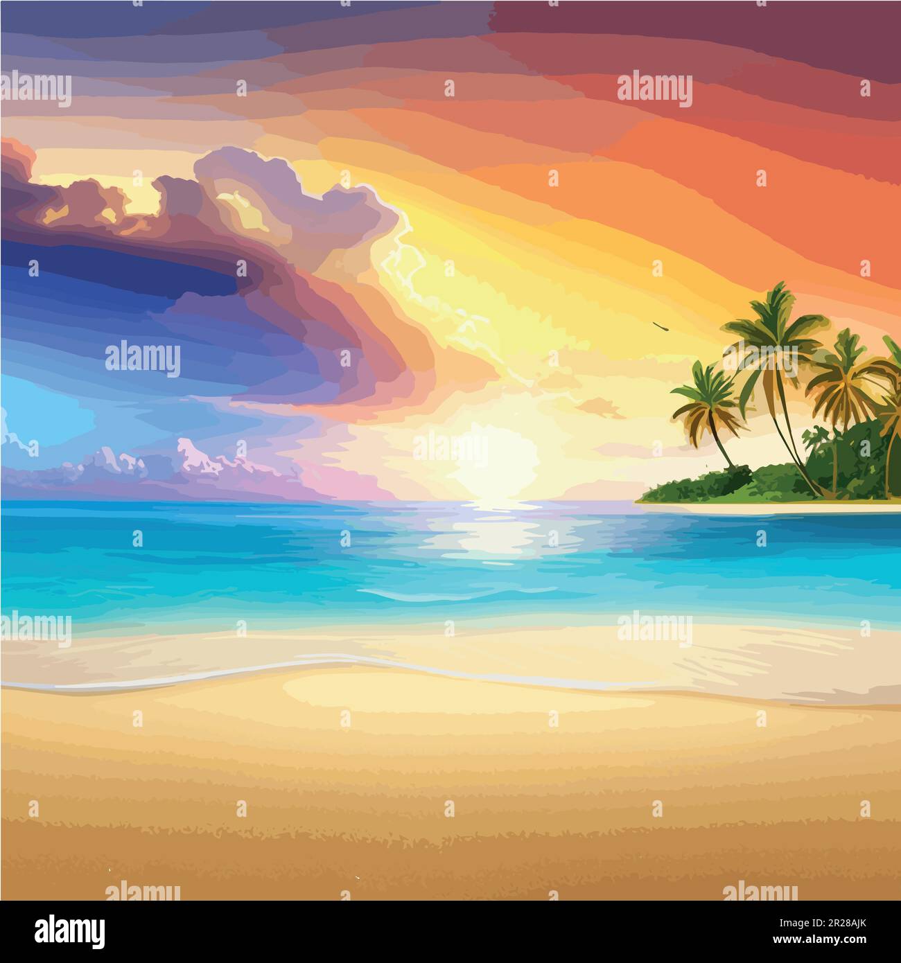 Maldives, beach, palm trees Stock Vector Images - Alamy