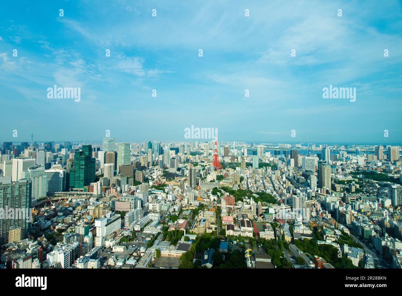 overlook of Tokyo Tower, Tokyo Sky Tree, Rainbow Bridge and Tokyo Gate ...