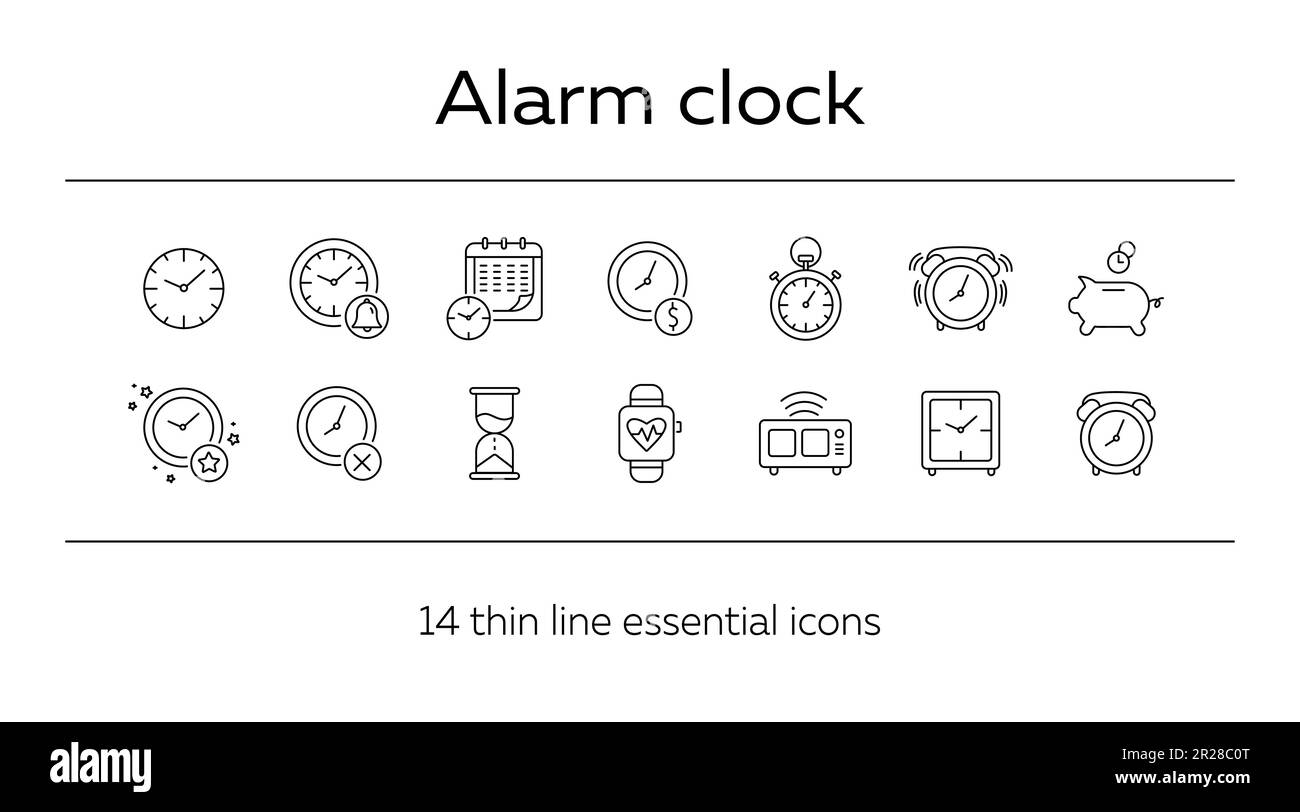 Alarm clock line icon set Stock Vector Image & Art - Alamy