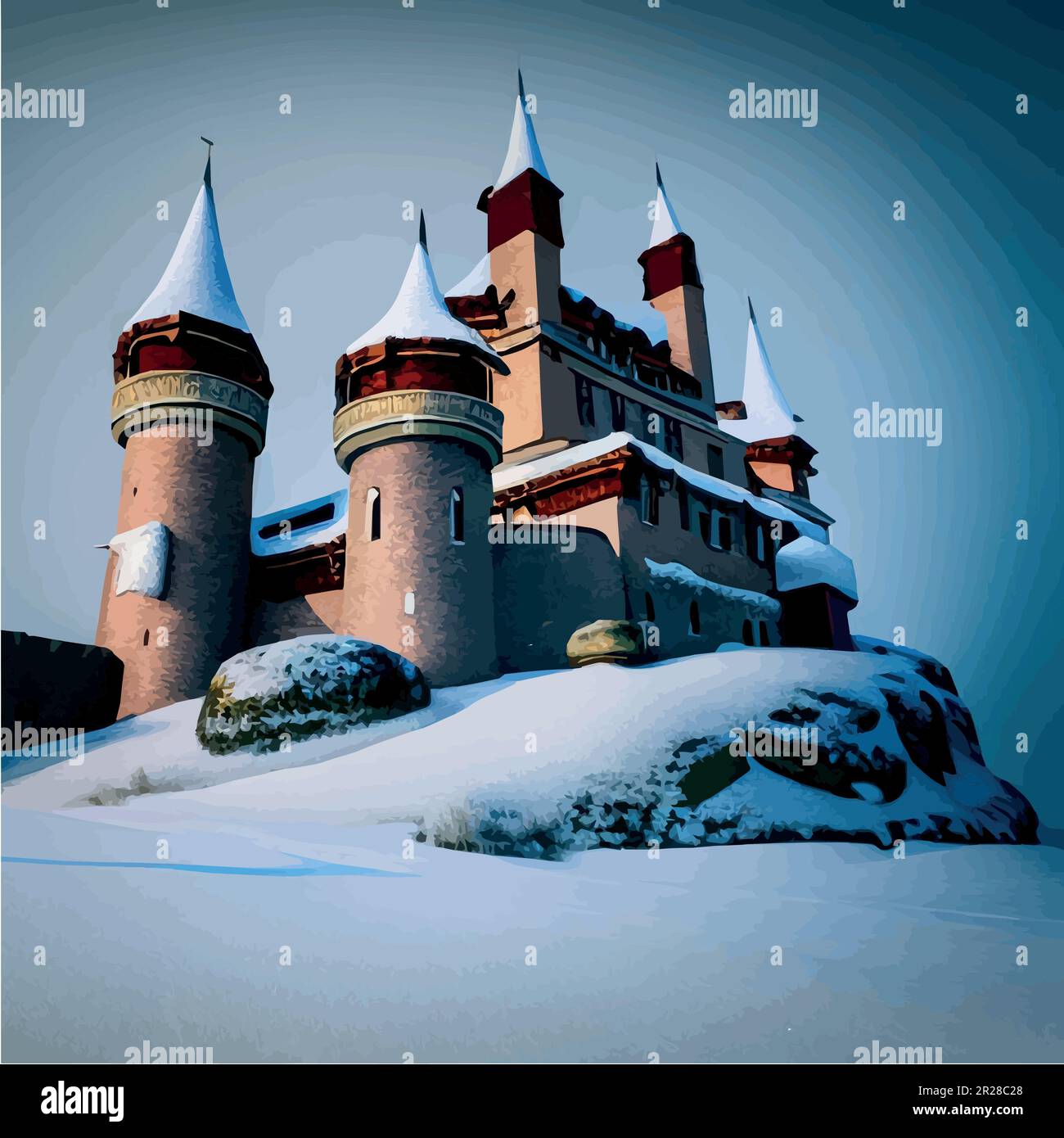 Stone house snowy Stock Vector Images - Alamy