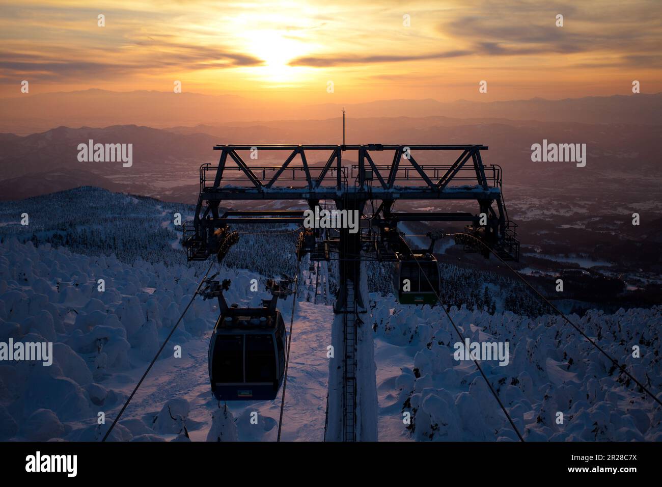 Sunset from Zao Hot Springs Ropeway jizo-summit station Stock Photo - Alamy
