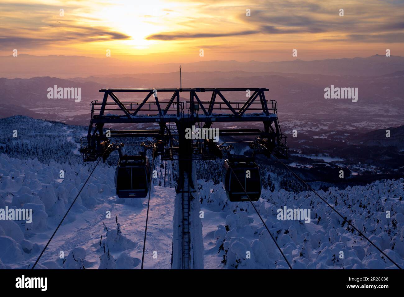 Sunset from Zao Hot Springs Ropeway jizo-summit station Stock Photo - Alamy