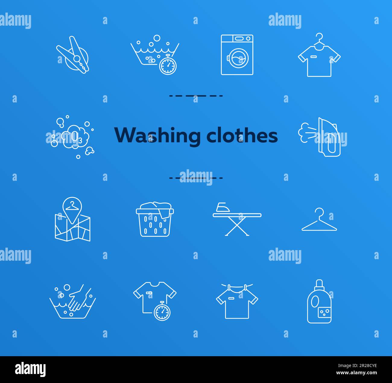 Washing clothes line icon set Stock Vector Image & Art - Alamy