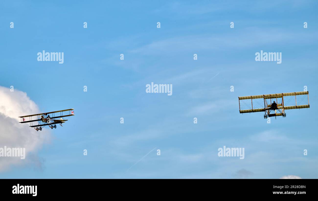 Bristol Boxkite and Avro Triplane flying in formation Stock Photo - Alamy