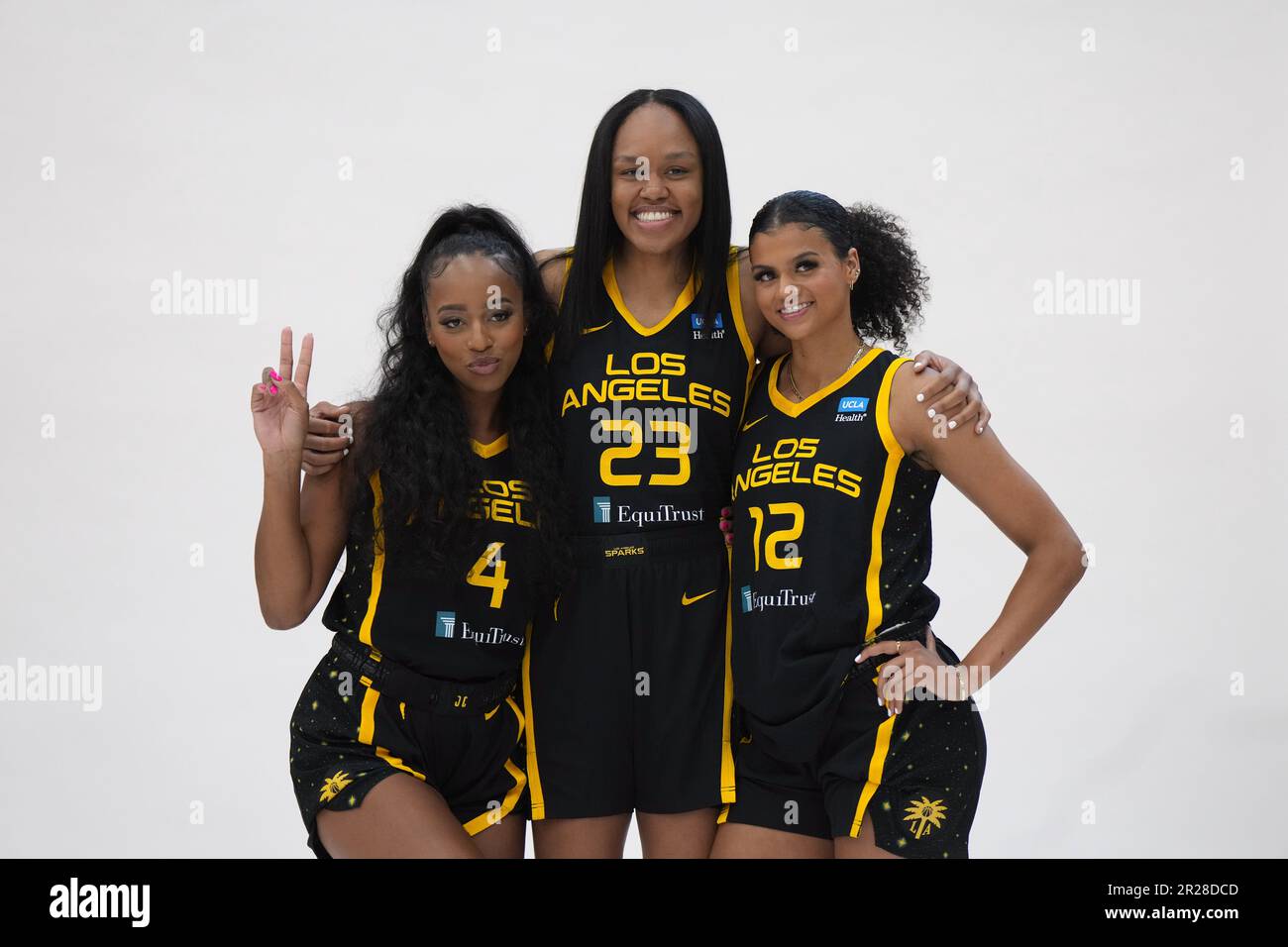 LA Sparks guard Lexie Brown (4), center Azura Stevens (23) and forward ...