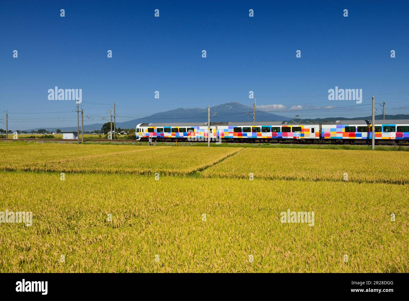 Glimpse of rapid express train Kirakira Uetsu running on JR Uetsu main ...