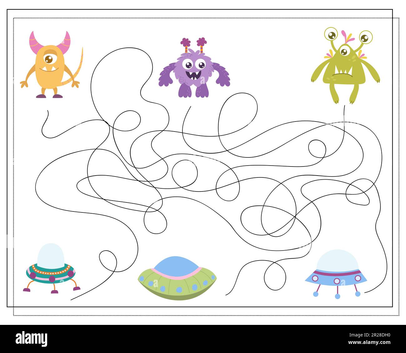 Maze, an educational game for children. Find the way from the cartoon ...