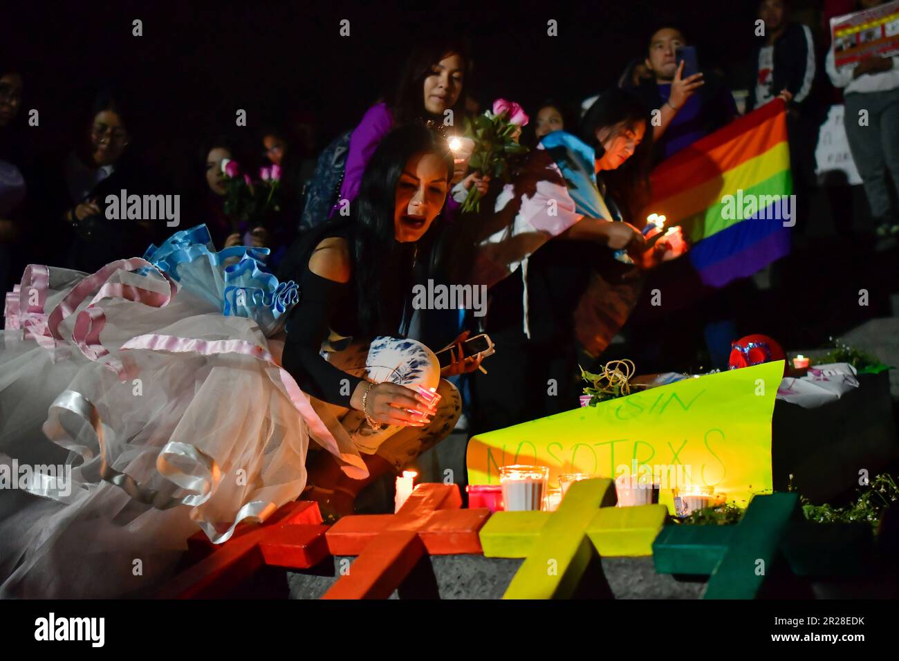 May 17, 2023 Toluca , Mexico : Dozens of members of the LGBTTTIQ+ ...