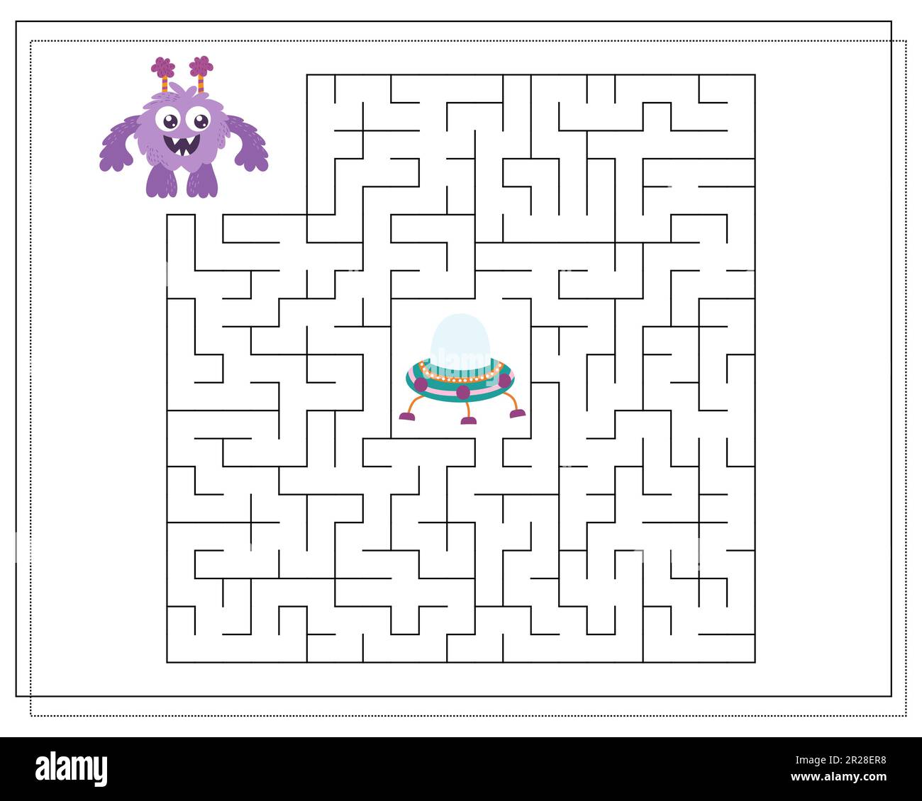 Maze, an educational game for children. Find the way from the cartoon ...