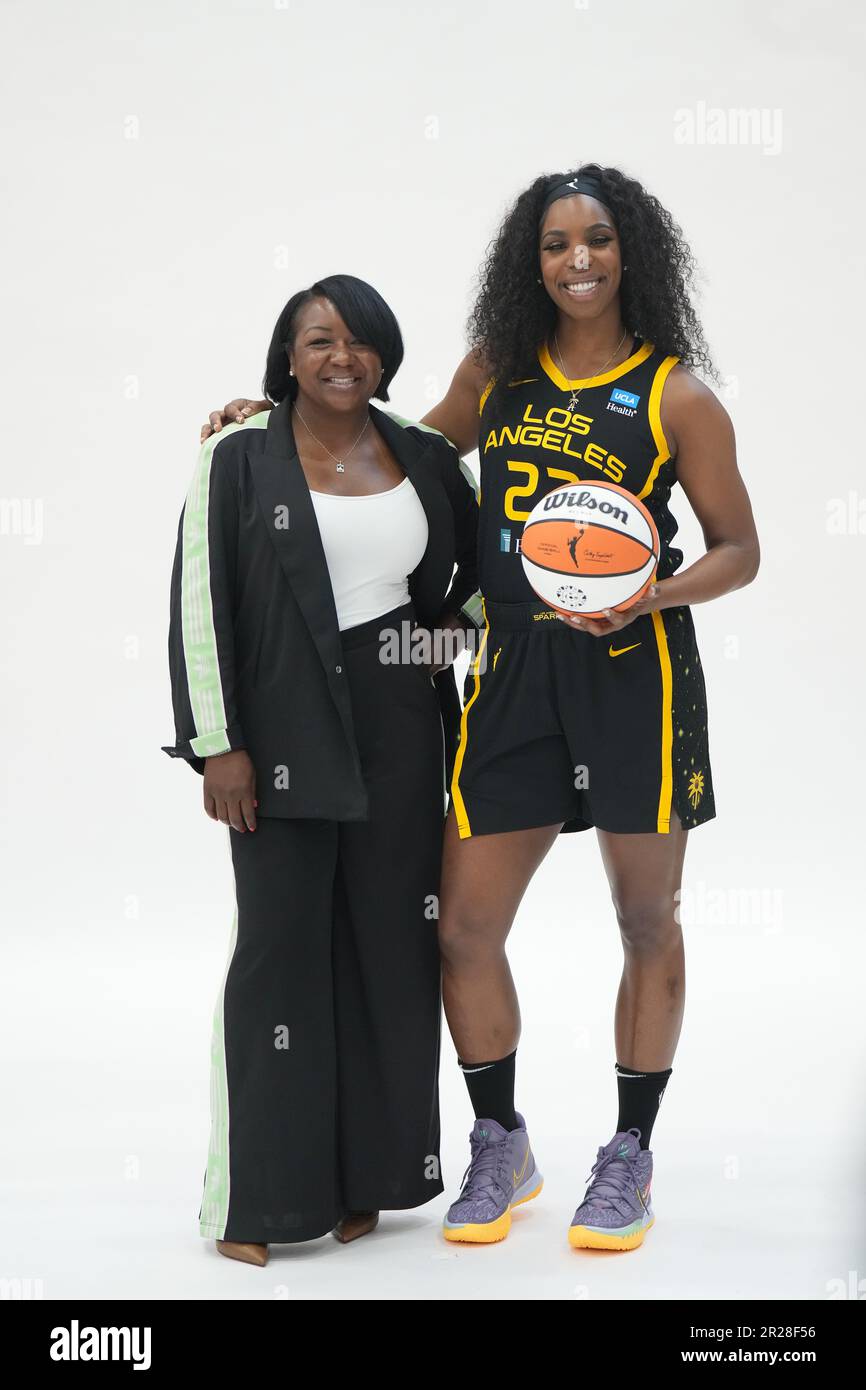 LA Sparks forward Reshanda Gray (22) and trainer Dr. Courtney Watson ...