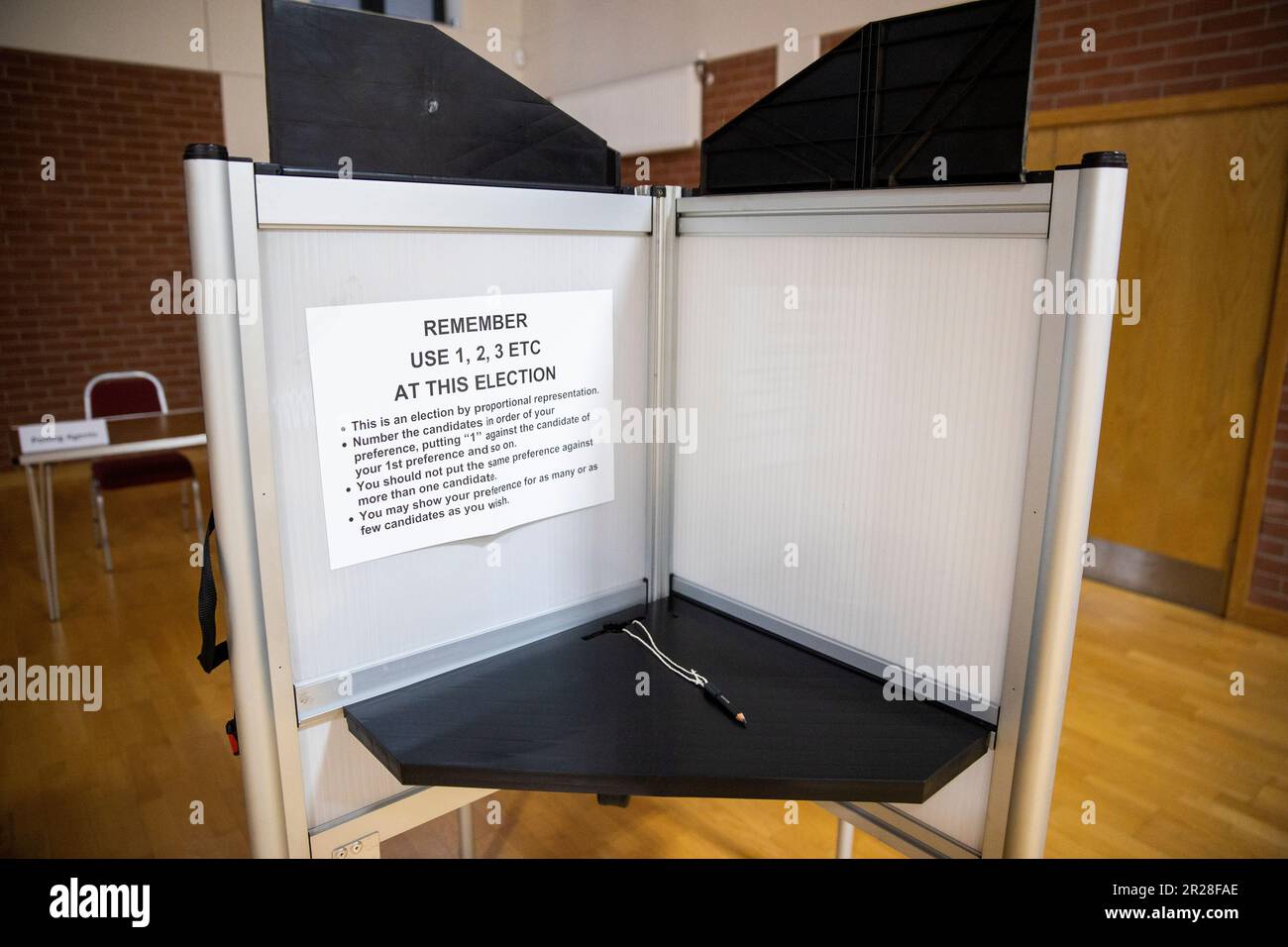 A polling booth at the Agape Centre polling station in south Belfast ...
