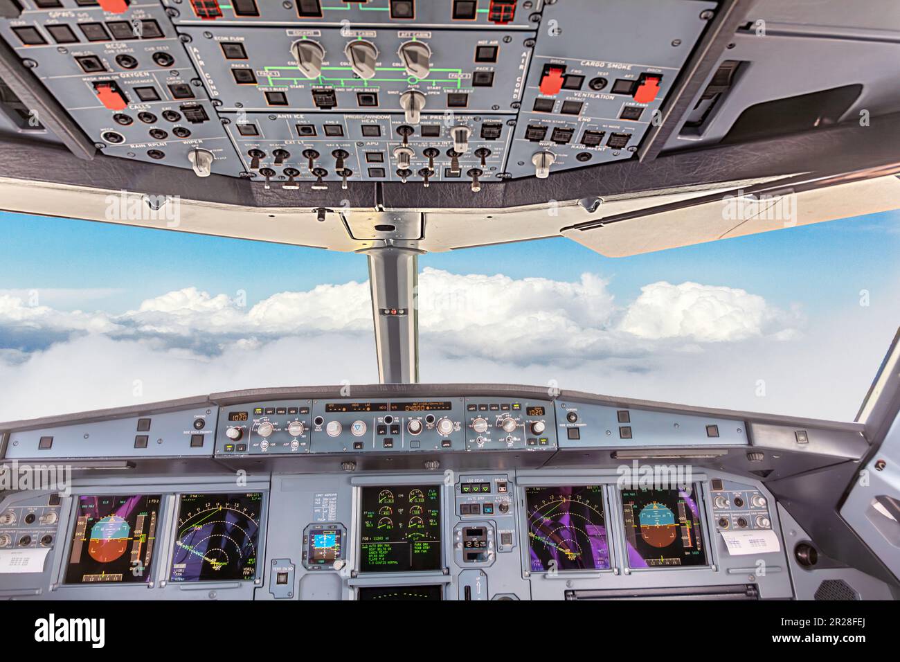 cockpit view of a commercial jet airliner Stock Photo - Alamy