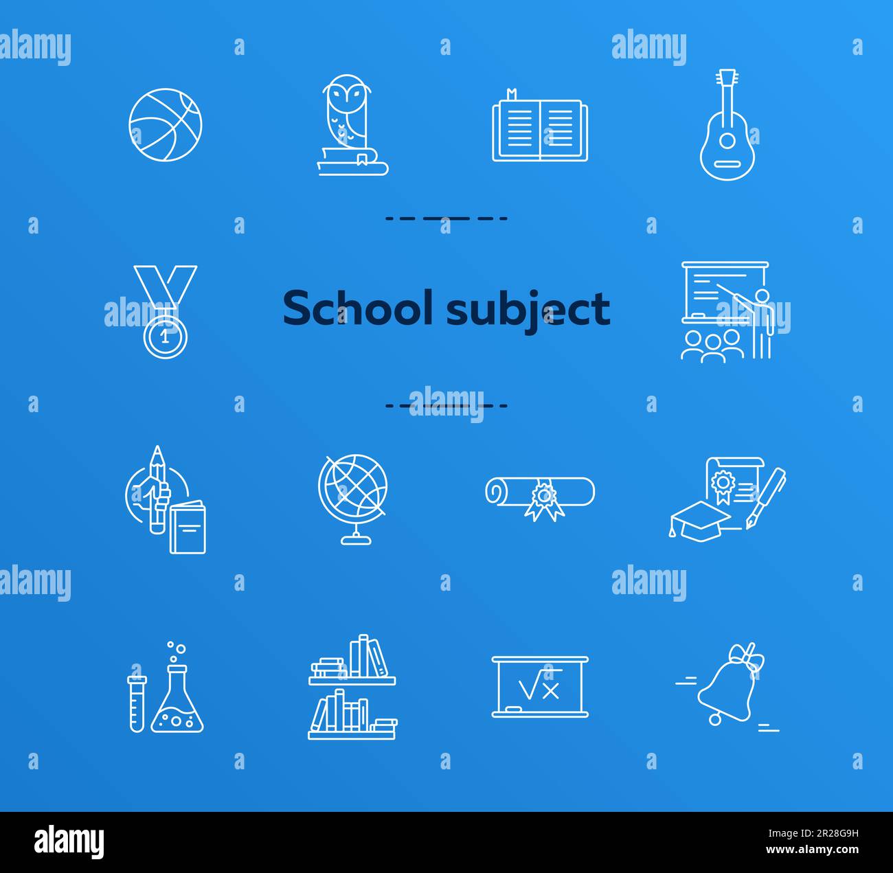 School subject line icon set Stock Vector Image & Art - Alamy