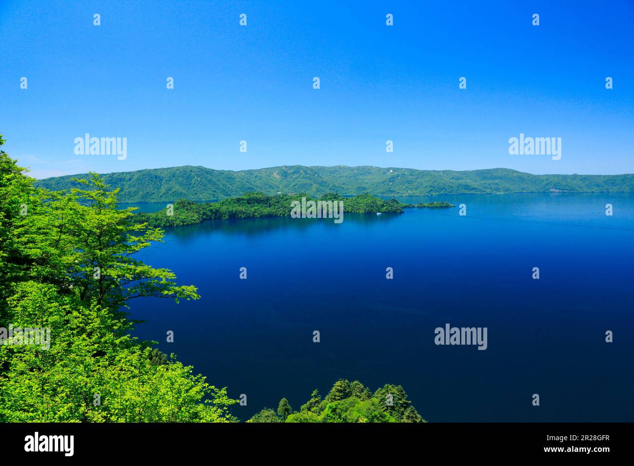 Towada-Lake with green seen from Kankokudai Stock Photo - Alamy