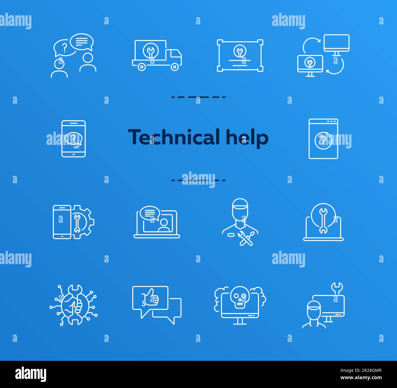 Technical help line icon set Stock Vector Image & Art - Alamy
