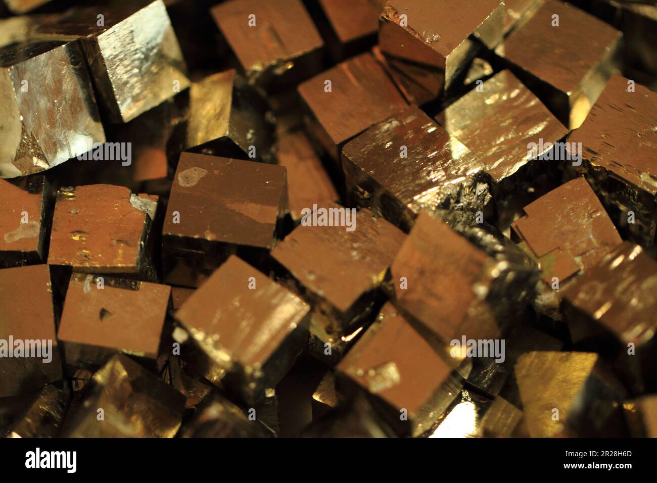 pyrite mineral collection as very nice golden texture Stock Photo - Alamy