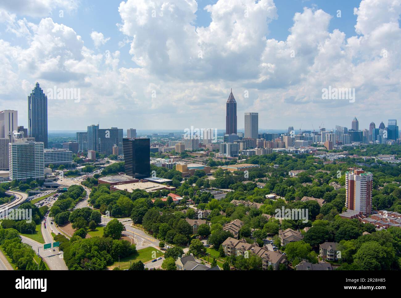 The downtown and Midtown Atlanta skyline from above the Jackson Street ...