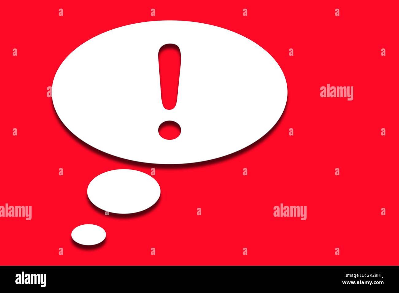 Speech bubble with exclamation mark against red background Stock Photo ...