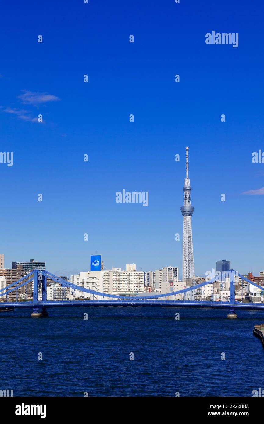 Sumida River, Kiyosu bridge, and Tokyo Sky Tree Stock Photo - Alamy