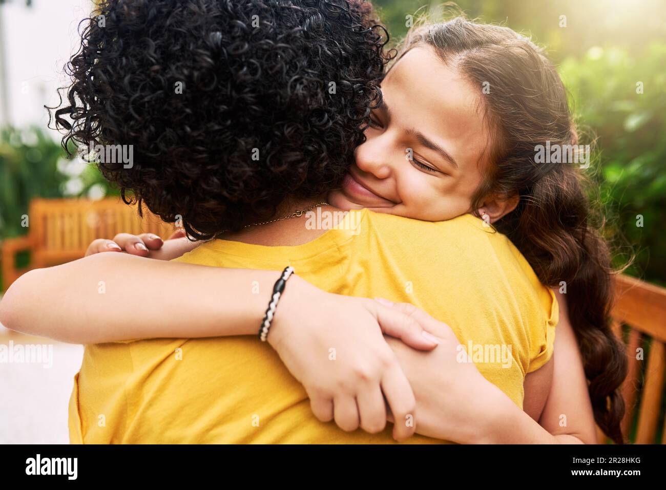 Care, love and friends hug for support, trust and happy together in ...