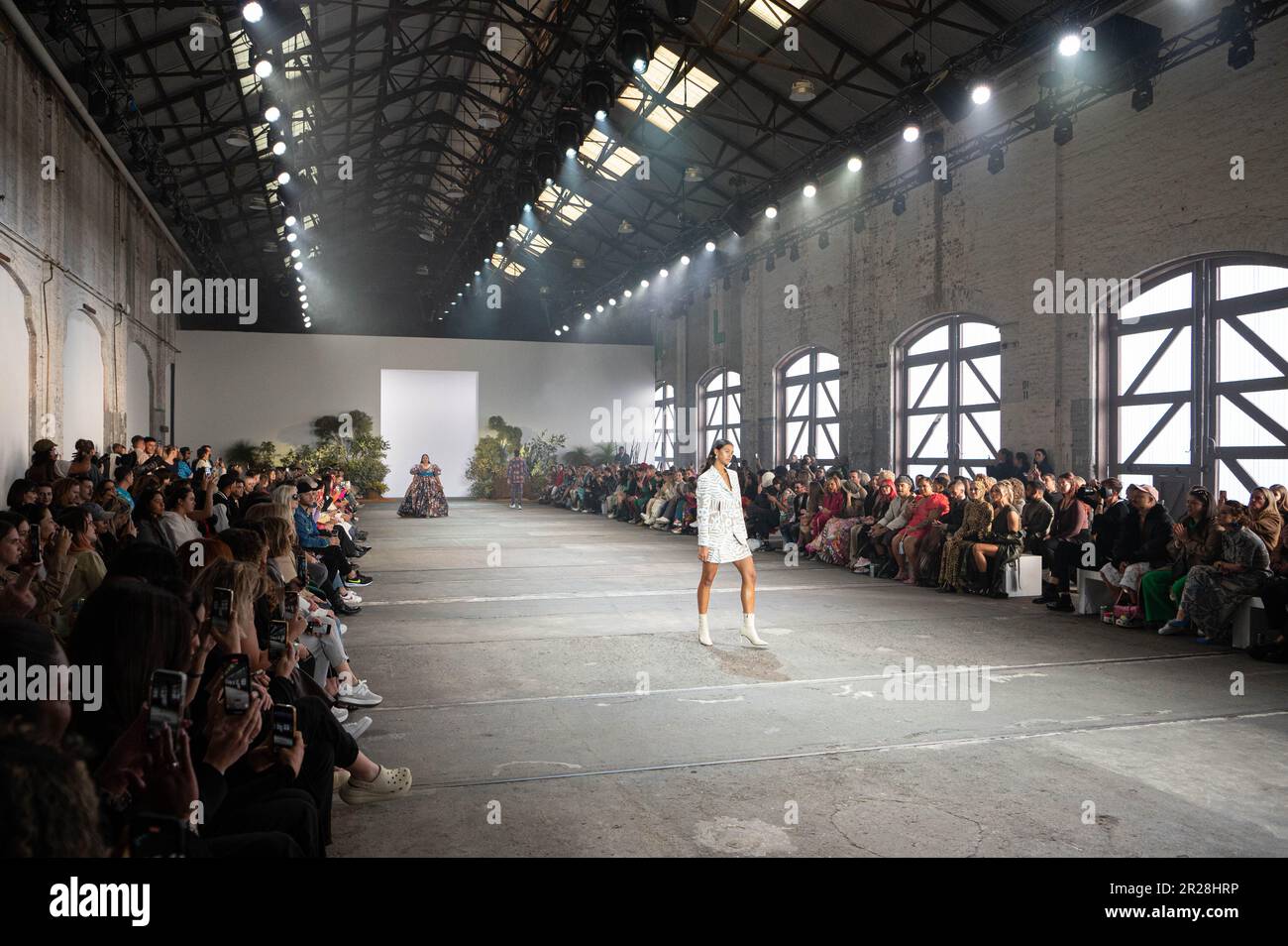 Models walk the runway at the IKUNTJI ARTISTS (First Nations) show during Australian Fashion ...