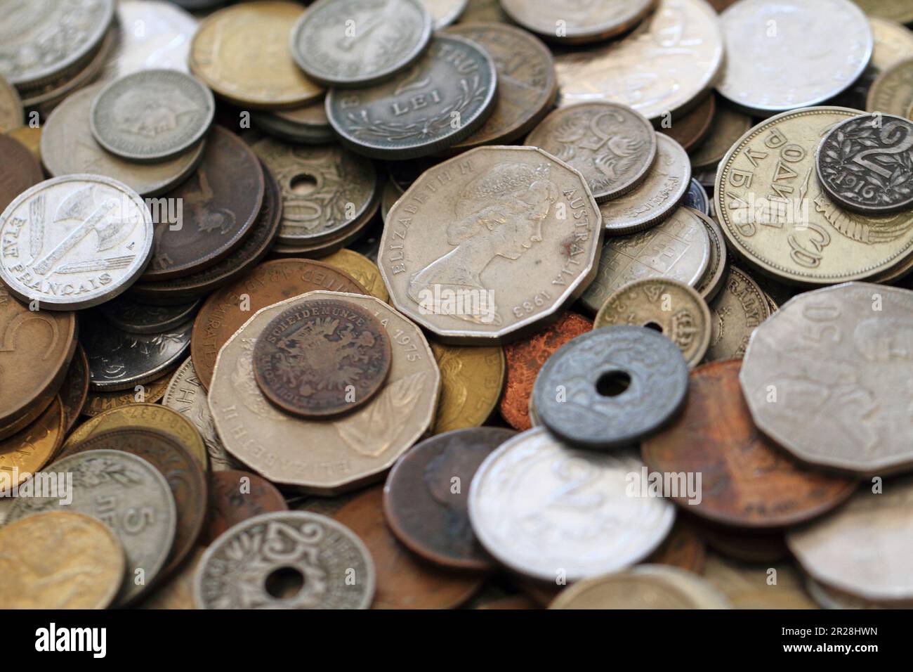 old european coins texture as nice background Stock Photo - Alamy