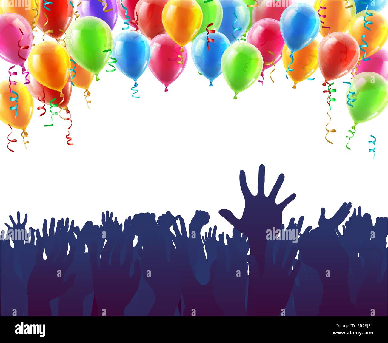 Crowd Group Party Hands Balloon Audience Concept Stock Vector Image ...