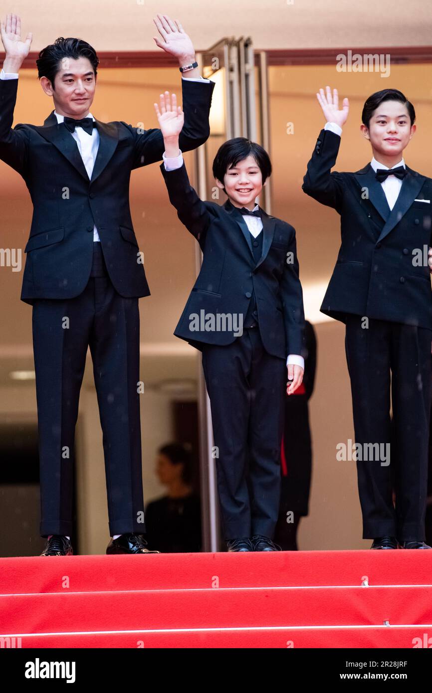 Eita Nagayama, Hinata Hiiragi, Soya Kurokawa 76th Cannes Film Festival Red Carpet of the movie ...