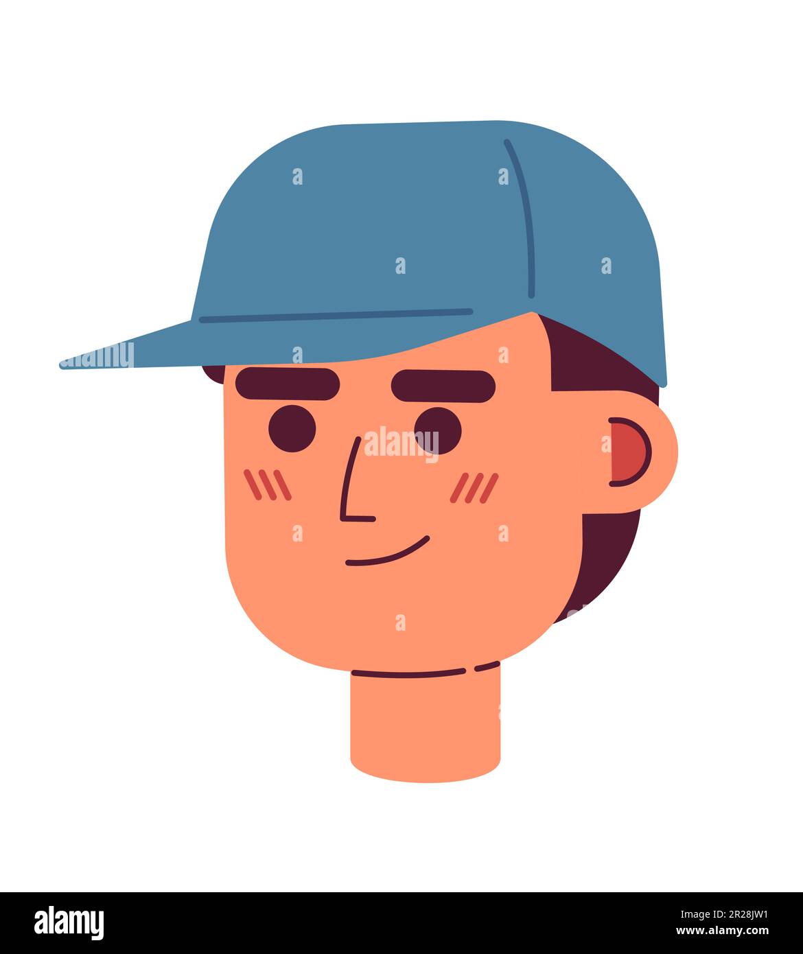 Confident smiling coach man wearing baseball cap semi flat vector ...
