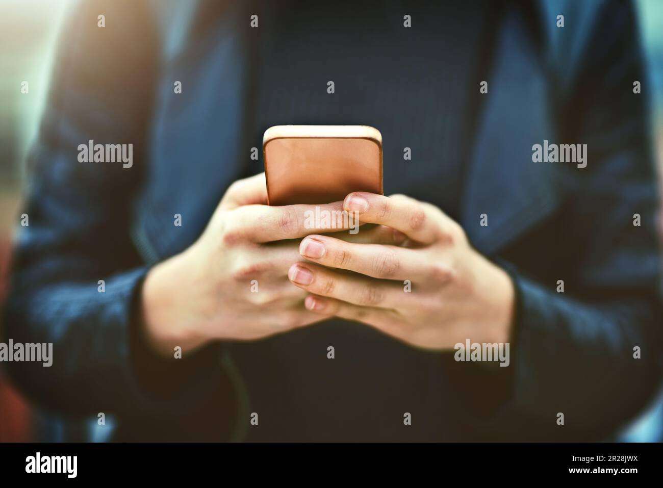 Social media, hands and phone for texting, internet scroll and web ...