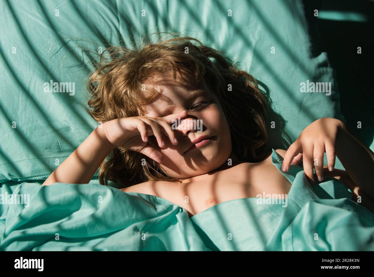 Kids sleeping top view, healthy child sleep Stock Photo - Alamy