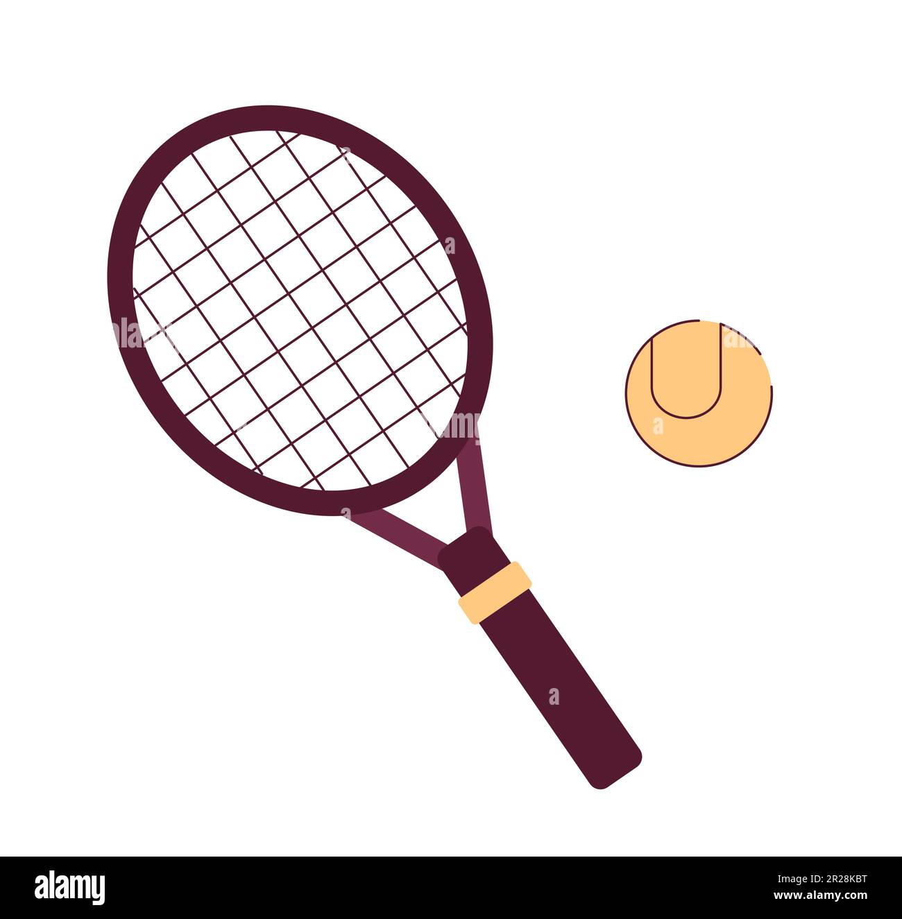 Tennis racket with ball semi flat colour vector object Stock Vector ...