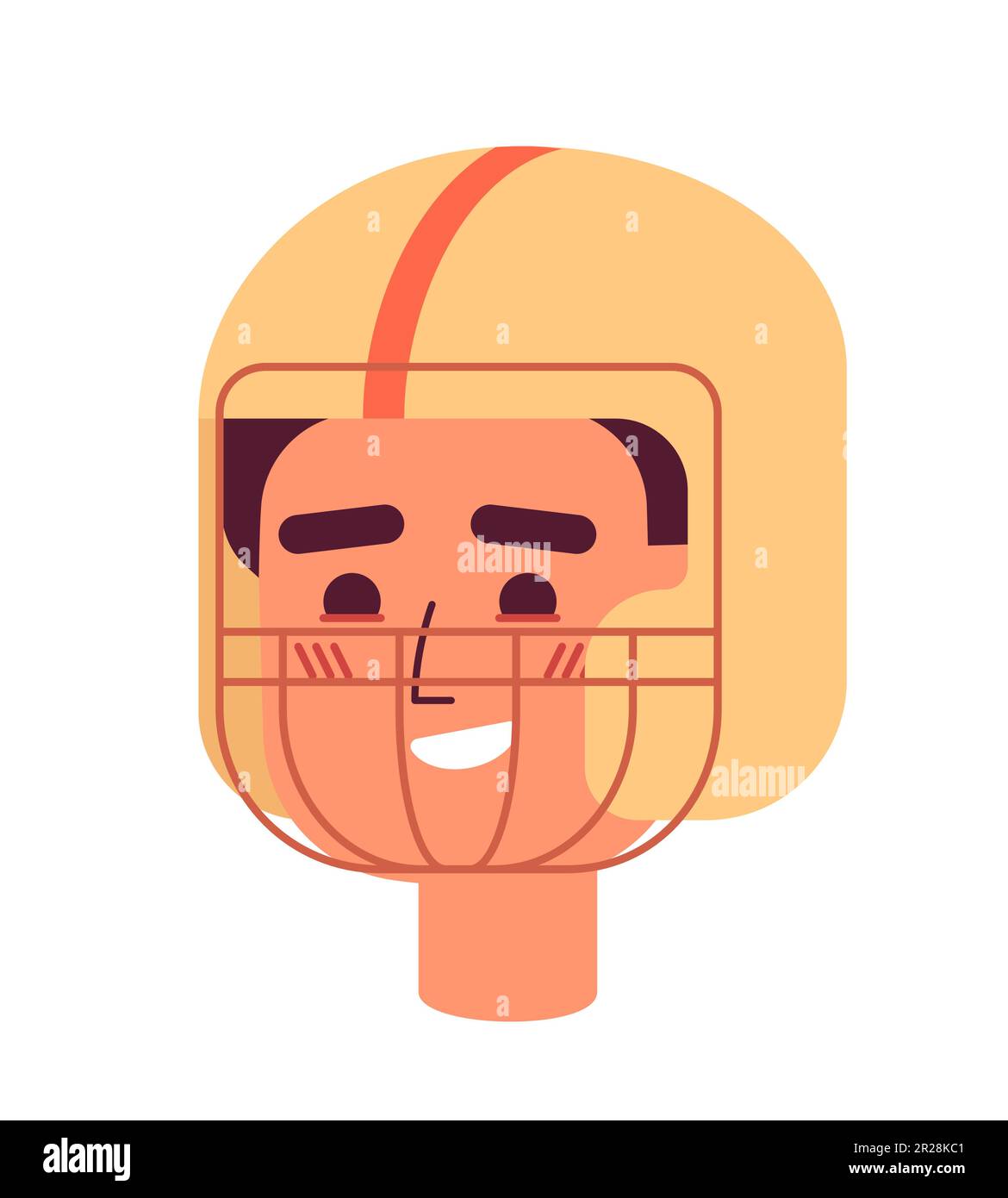 Toothy smiling young man wearing american football helmet semi flat ...