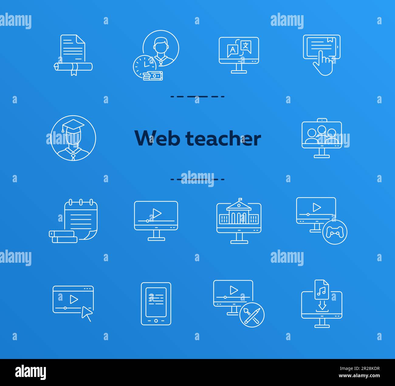 Webinar line icon set Stock Vector Image & Art - Alamy
