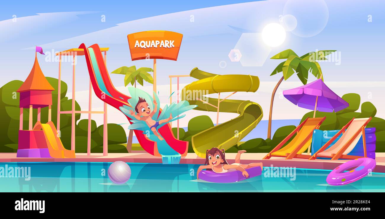 Outdoor waterpark Stock Vector Images - Alamy