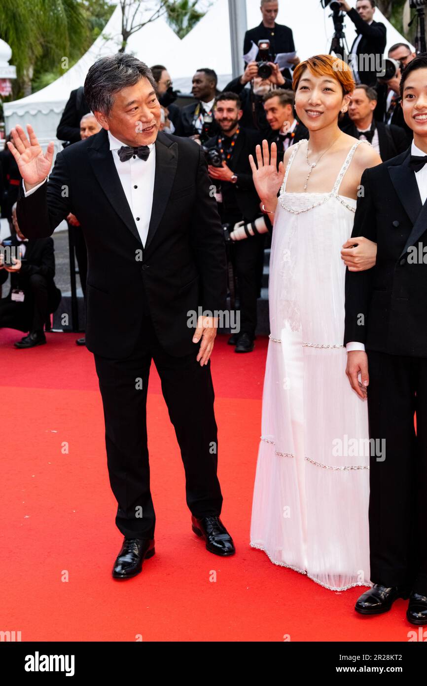 Hirokazu Kore-eda, Sakura Ando 76th Cannes Film Festival Red Carpet of the movie -Kaibutsu ...