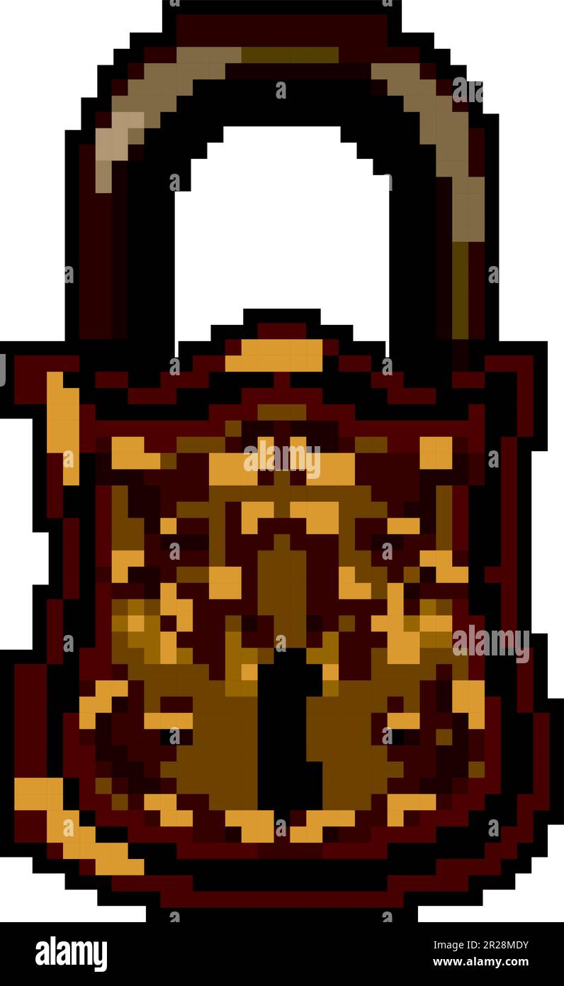 security padlock vintage game pixel art vector illustration Stock ...