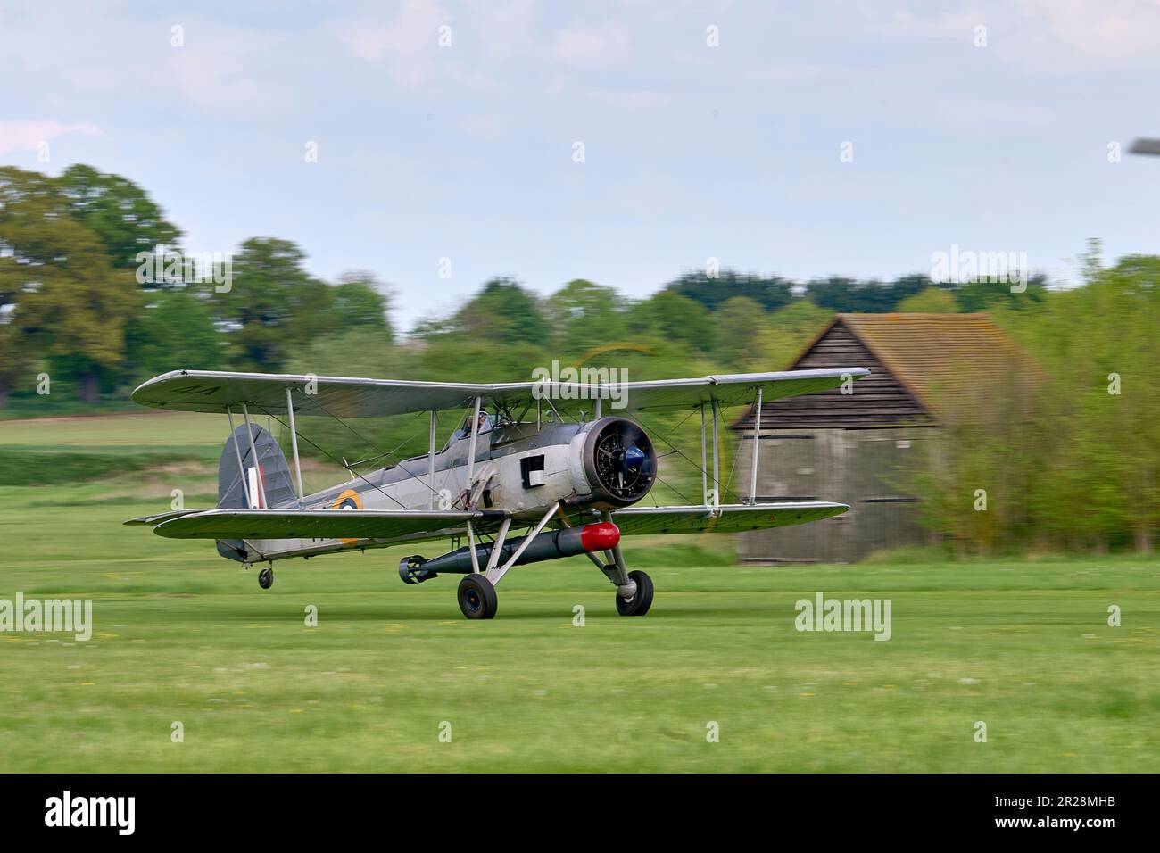 Fairey Swordfish Mk1 taking off at Old Warden airfield Stock Photo - Alamy