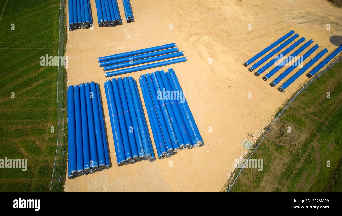 14th May 2023 Water pipe line being installed by Anglia water running ...