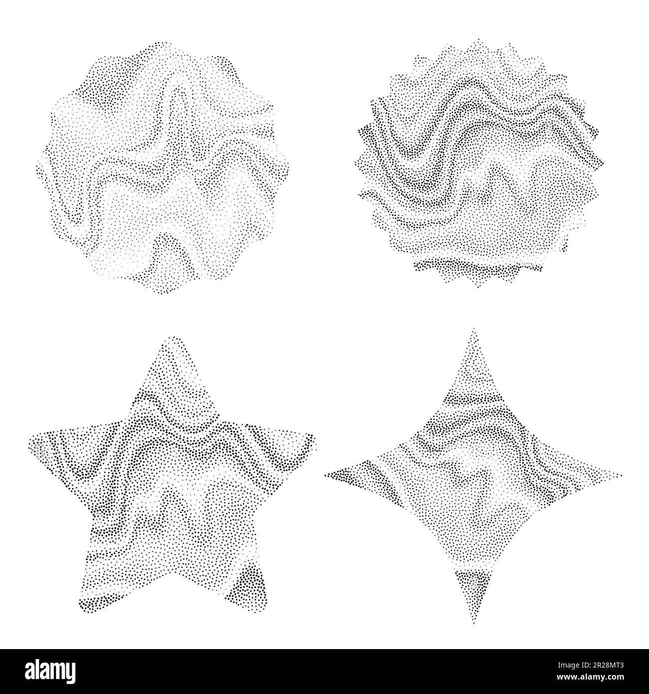 Gradient grainy star with noisy wavy effect. Dotted abstract shapes ...
