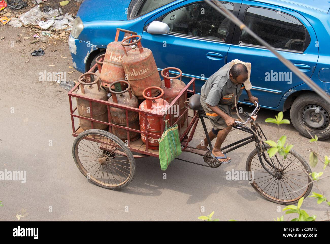 Howrah, West Bengal, India - March 20th 2023: An Indian delivery man ...