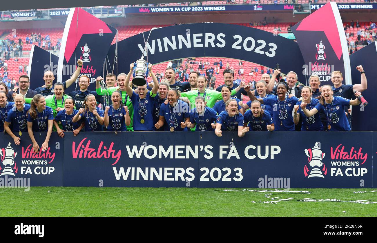 Chelsea Women Magdalena Eriksson lift the Trophy Vitality Women's FA ...