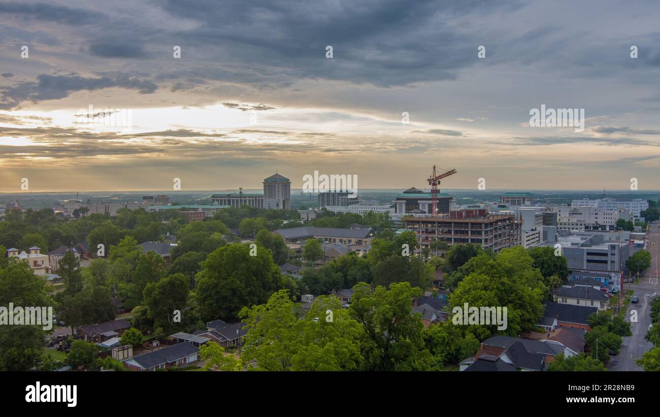Aerial view of Montgomery, Alabama at sunset Stock Photo - Alamy